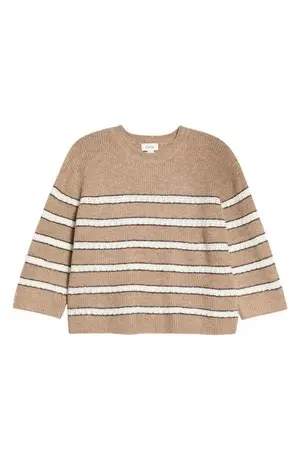 CECE DUPRAZ Stripe Pointelle Knit Crewneck Sweater