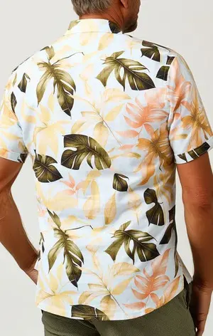 Stone Rose Linen Big Floral Ss Resort Shirt