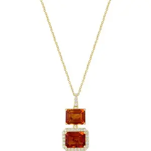 EFFY 14k Yellow Gold Diamond & Citrine Pendant Necklace - 14k Gold