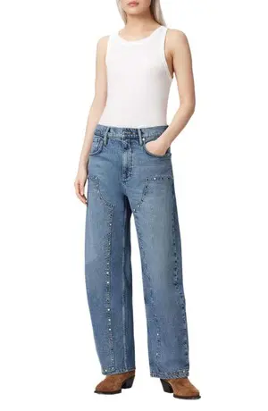 ALLSAINTS Sadie Studded Wide Leg Jeans