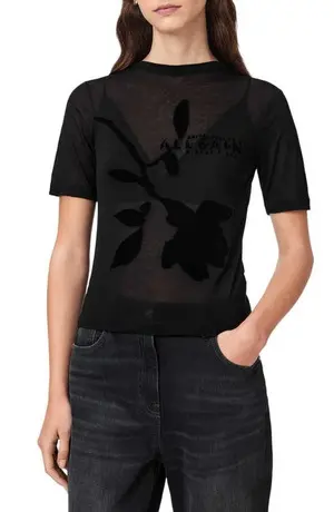 ALLSAINTS Athea Sheer Graphic Tee - Black