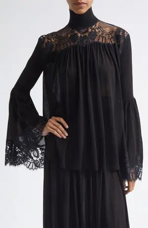 Zimmermann Valiant Lace Trim Turtleneck Sweater - Black