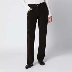 THE ROW Frava Trousers In Dark Corduroy - Brown