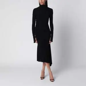Victoria Beckham Midi High-neck Dress In Viscose - Black