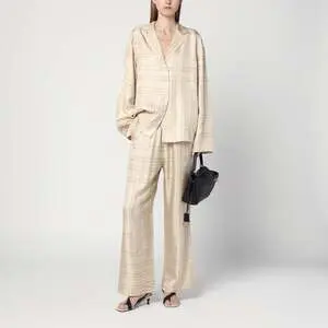TOTEME Monogram Pajama Shirt In Ivory Silk