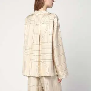 TOTEME Monogram Pajama Shirt In Ivory Silk