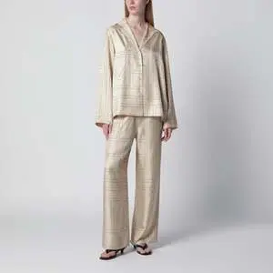 TOTEME Monogram Silk Pajama Shirt - White