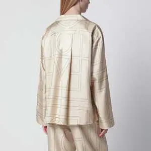 TOTEME Monogram Silk Pajama Shirt - White