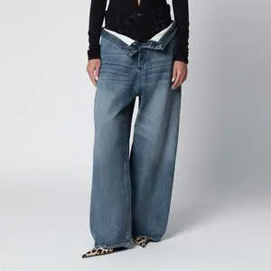 Attico And Black Wide-leg Jeans With Double Waistband - Blue