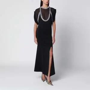 Attico Viscose-blend Dress With Rhinestones - Black