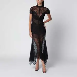 Attico Semi-sheer Lace Midi Dress - Black