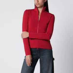 COURREGES High-neck Merino Wool Zip Cardigan
