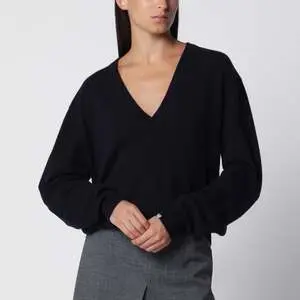 Extreme Cashmere Ben Navy Cashmere V-neck Sweater - Blue