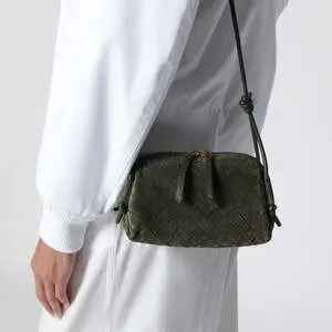 Bottega Veneta Concert Woven Leather Pouch - Green