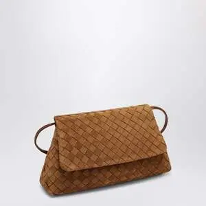Bottega Veneta Giorno Bag In Amber Intrecciato Suede