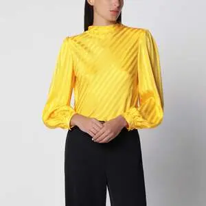 Valentino Garavani Vlogo Bright Narciso Jacquard Silk Top - Yellow