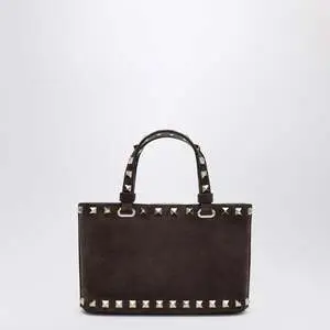 Valentino Garavani Rockstud Mini Shopping Bag In Suede - Brown