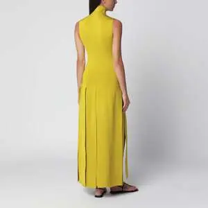 Alaïa Lime Pleated Knit Maxi Dress