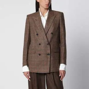 Tagliatore Double-breasted Prince Of Wales Jacket - Brown