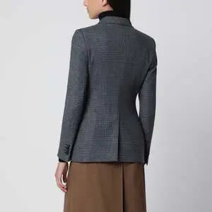 Tagliatore Single-breasted Anthracite Jacket With Houndstooth Pattern In Wool Blend