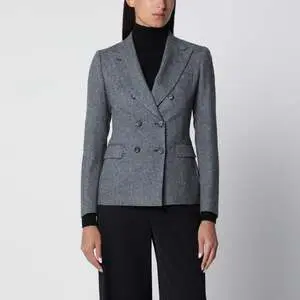 Tagliatore Double-breasted Herringbone Wool And Cashmere Jacket - Black