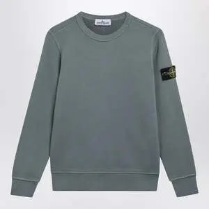 Stone Island Crewneck Sweatshirt In Ash Cotton - Blue