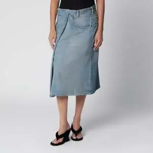 MAISON MARGIELA Midi Wrap Skirt In Blue Denim - Light Blue