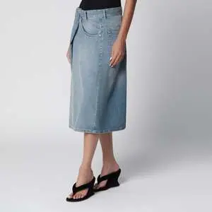 MAISON MARGIELA Midi Wrap Skirt In Blue Denim