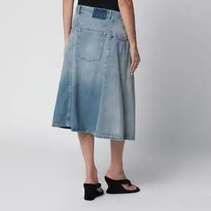 MAISON MARGIELA Midi Wrap Skirt In Blue Denim