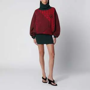 MAISON MARGIELA Forest Green Jacquard Knit Mini Dress - Red