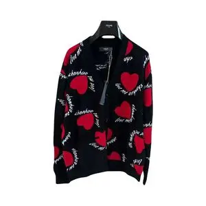 Amiri Hearts Intarsia Cardigan - Black