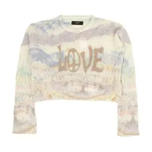 Amiri Love Tie Dye Cropped Knit Sweater