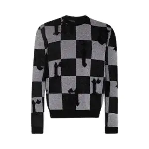 Amiri Logo Check Crewneck Sweater - Black