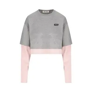 Miu Miu Jersey Layers Girocollo 'grigio/begonia - Grey