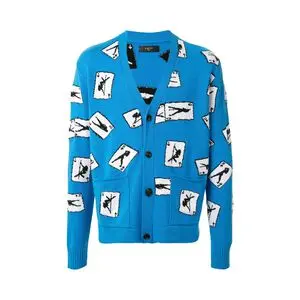 Amiri Cards Intarsia Cardigan - Blue