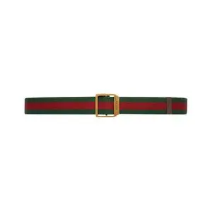 Gucci Striped Webbing Belt /green - Red