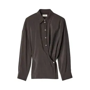 LEMAIRE Straight Collar Twisted Shirt 'licorice - Brown