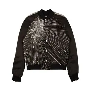 Amiri Viscose Beaded Star Design Bomber Jacket - Black