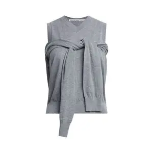 Alexander Wang Tie-front Cardigan Layered V-neck Vest 'heather - Grey
