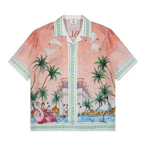 Casablanca Cuban Collar Short-sleeve Shirt 'ethereal - Multicolor