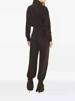 Elisabetta Franchi Oversized Denim Jumpsuit With Golden Buckles