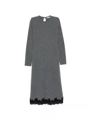 Maje Lace-trim Knitted Midi Dress - Grey