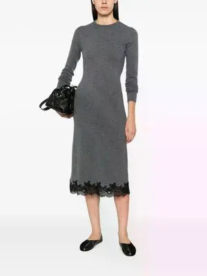 Maje Lace-trim Knitted Midi Dress