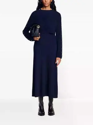 Sandro Stud-embellished Layered-effect Knitted Midi Dress