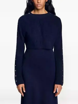Sandro Stud-embellished Layered-effect Knitted Midi Dress