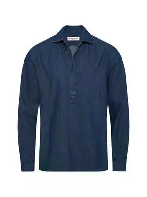 Orlebar Brown Cesare Long-sleeved Chambray Polo Shirt - Blue