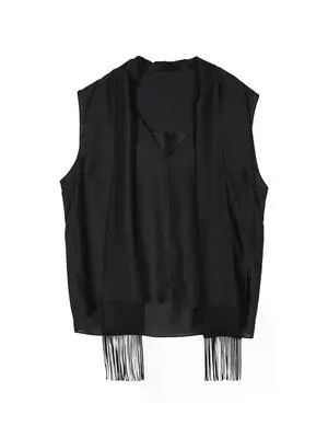LESS Silk Tie Blouse - Black