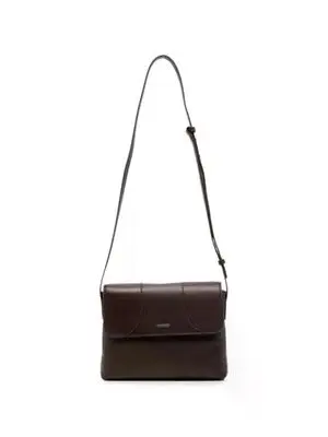 Emporio Armani Logo-plaque Leather Messenger Bag - Brown