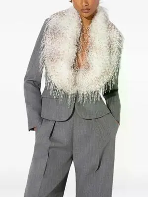 Elisabetta Franchi Wool Jacket With Fur-effect Collar - Grey
