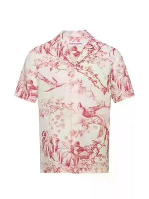 Orlebar Brown Maitan Floral-print Short-sleeved Linen Shirt - Pink